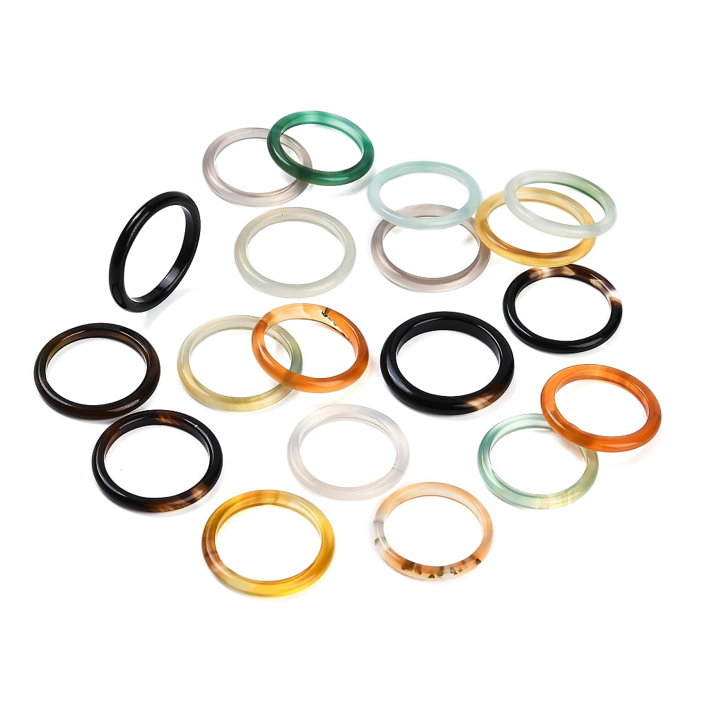 Dyed Heated Natural Agate Finger Rings for Women Mixed Color 2.5~3mm ...