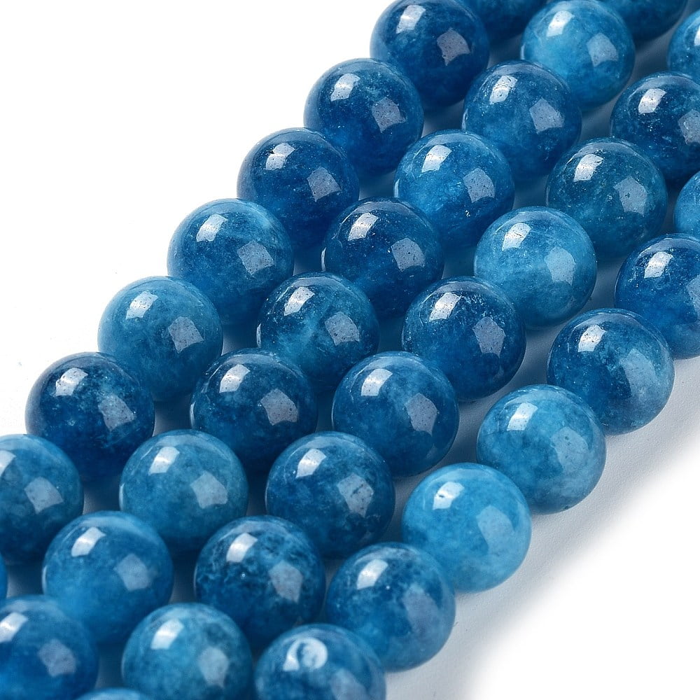 Dyed Natural Malaysia Jade Beads Strands Round Steel Blue 10mm Hole: 1 ...