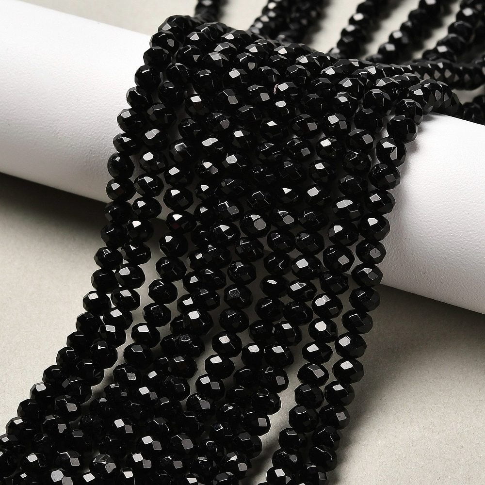 Dyed Natural Malaysia Jade Rondelle Beads Strands Faceted Black 4x2~3mm ...