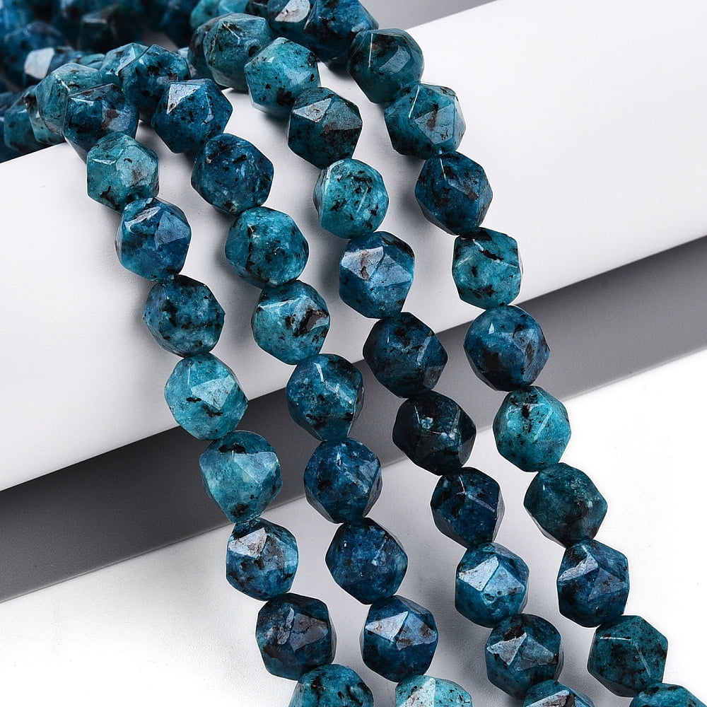 Dyed Natural Sesame Jasper Beads Strands Faceted Star Cut Round Beads ...