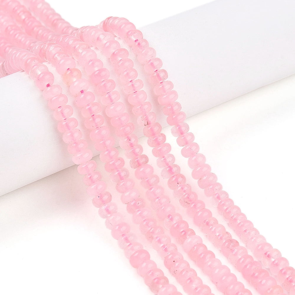 Dyed Natural White Jade Beads Strands Rondelle Pink 4.5x2.5~3mm Hole: 0 ...