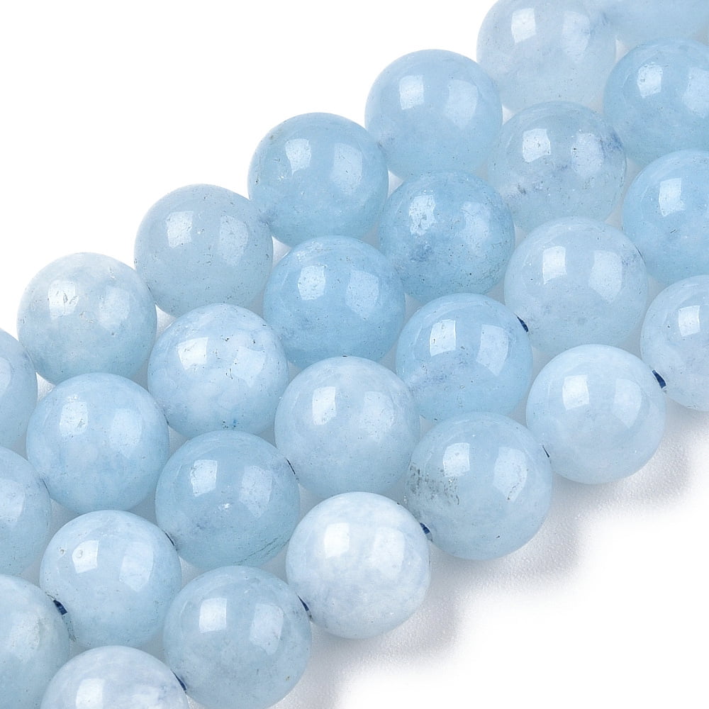 Dyed Quartz Round Bead Strands Imitation Aquamarine 8~9mm Hole: 1mm ...