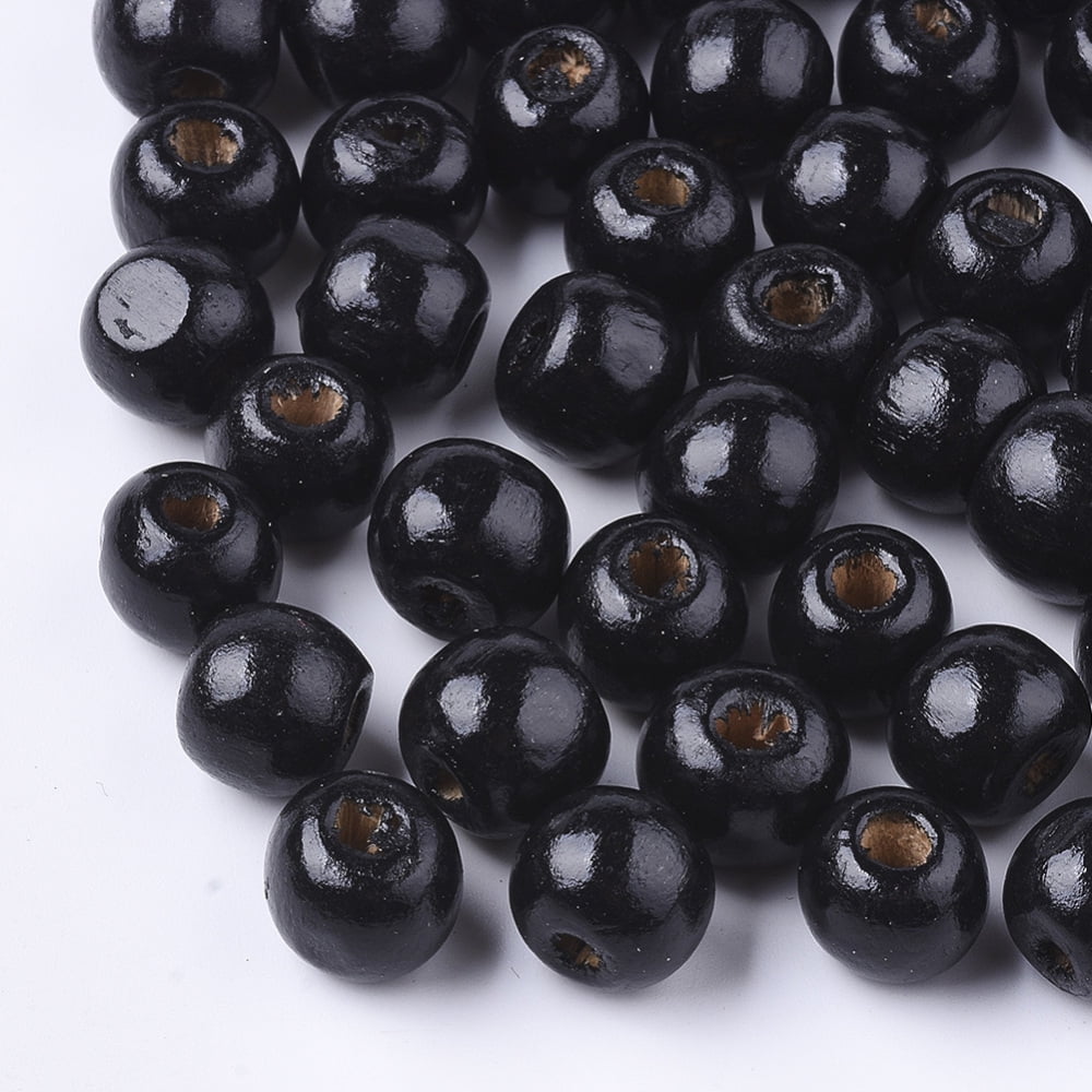 Dyed Wood Beads Round Lead Free Black 10x9mm Hole: 3mm - Walmart.com