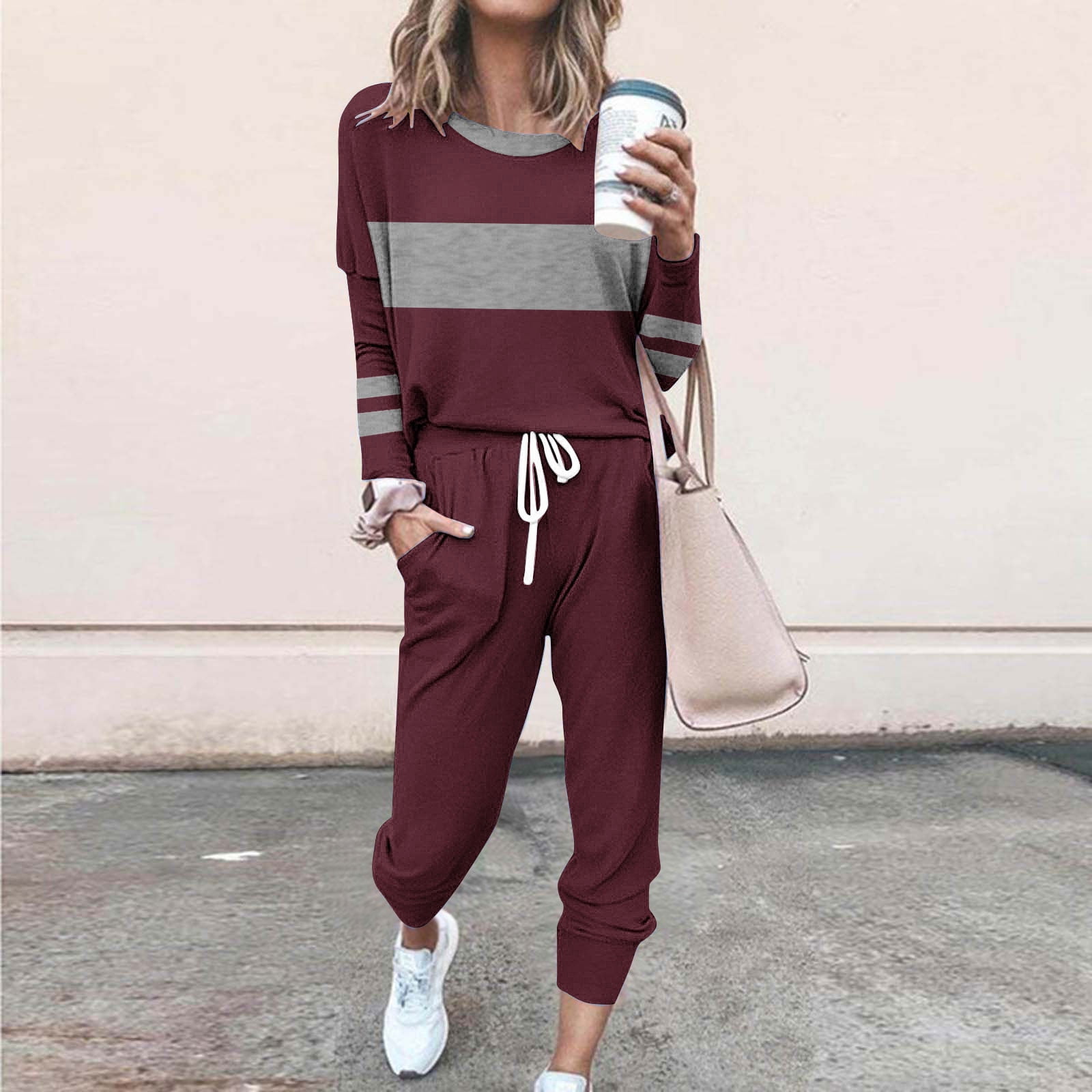 Dyegold 2 Piece Outfits Casual Long Sleeve Ladies 2 Piece Outfits ...