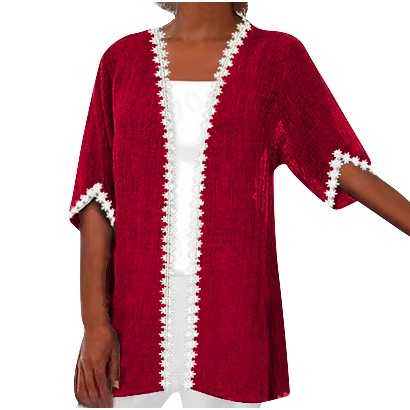 Dyegold 3/4 Sleeve Cardigan For Women Lightweight Linen Cotton Summer ...