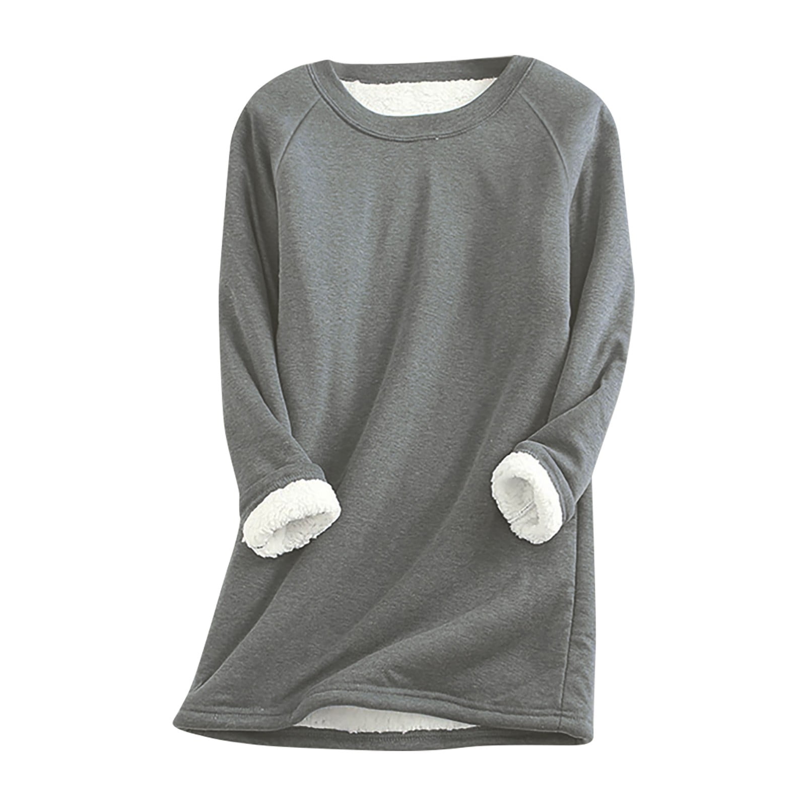 Dyegold Fleece Sweatshirt Women Warm Fleece Ladies Long Sleeve Casual ...