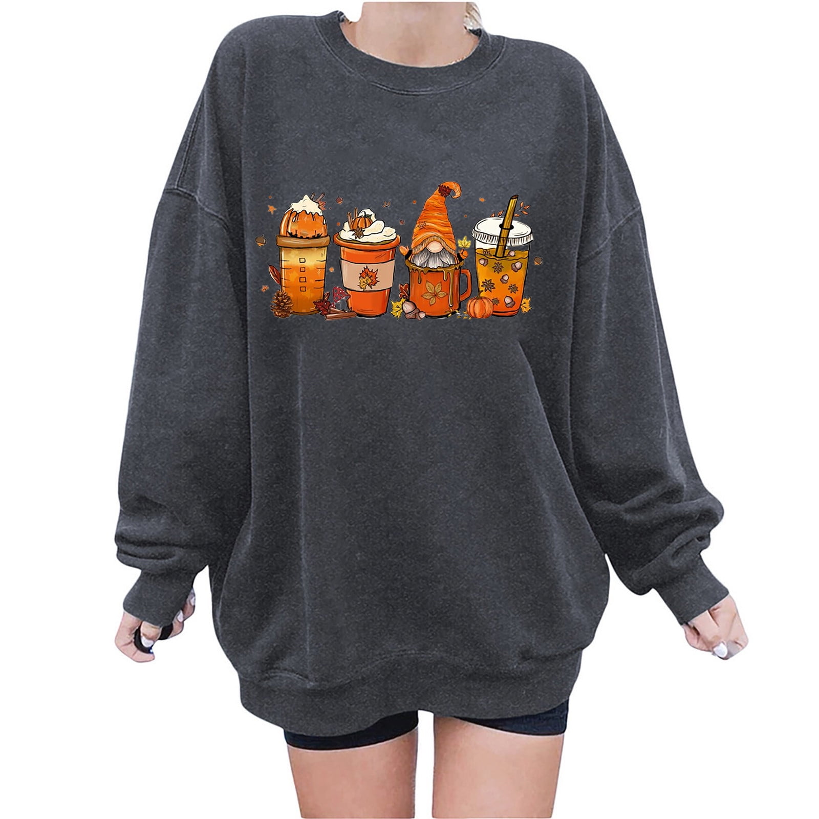 Dyegold Halloween Pullover Sweatshirt Fall Vintage Plus Size Long ...