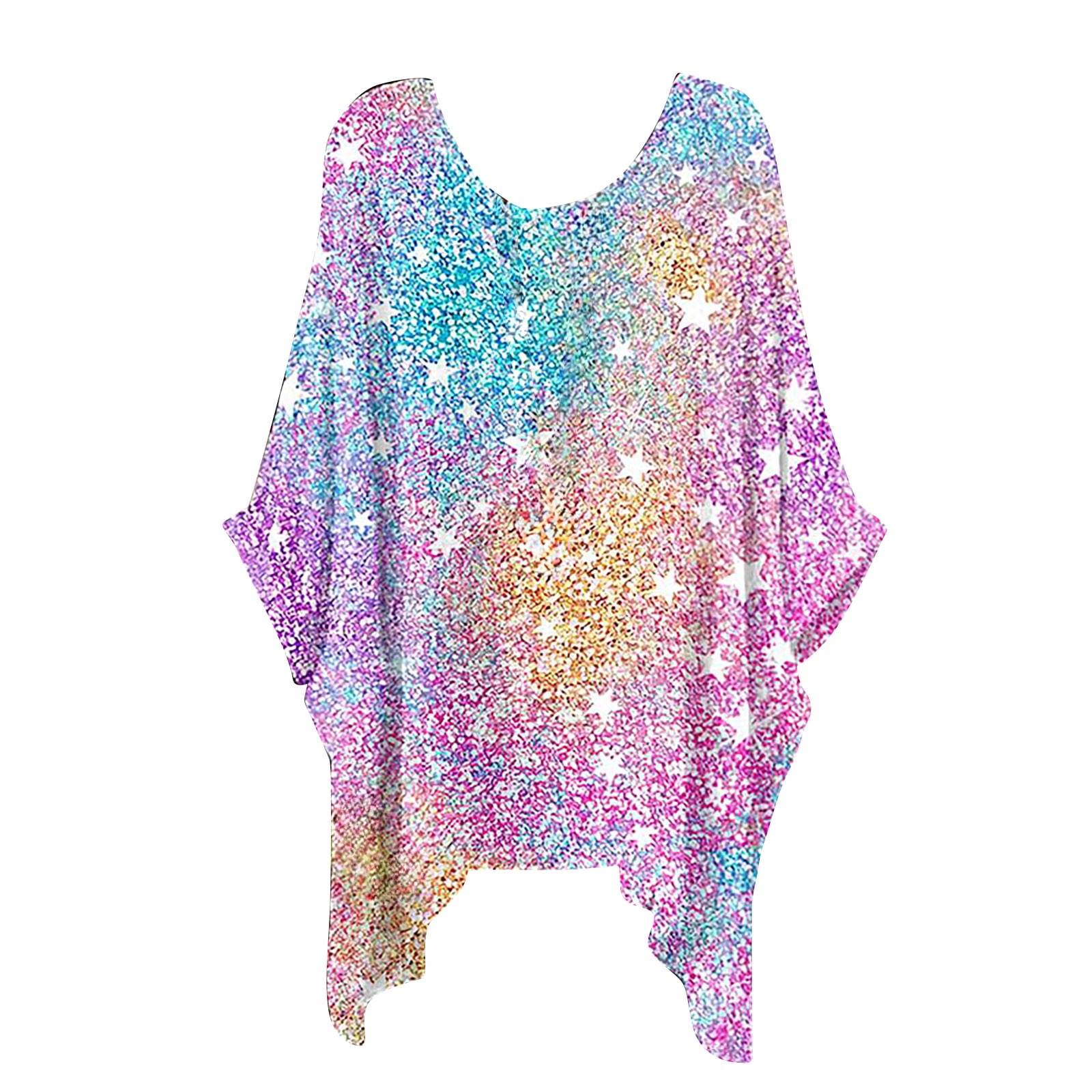 Dyegold High Low Tops For Women Short Sleeve Round Neck Marble Printed ...