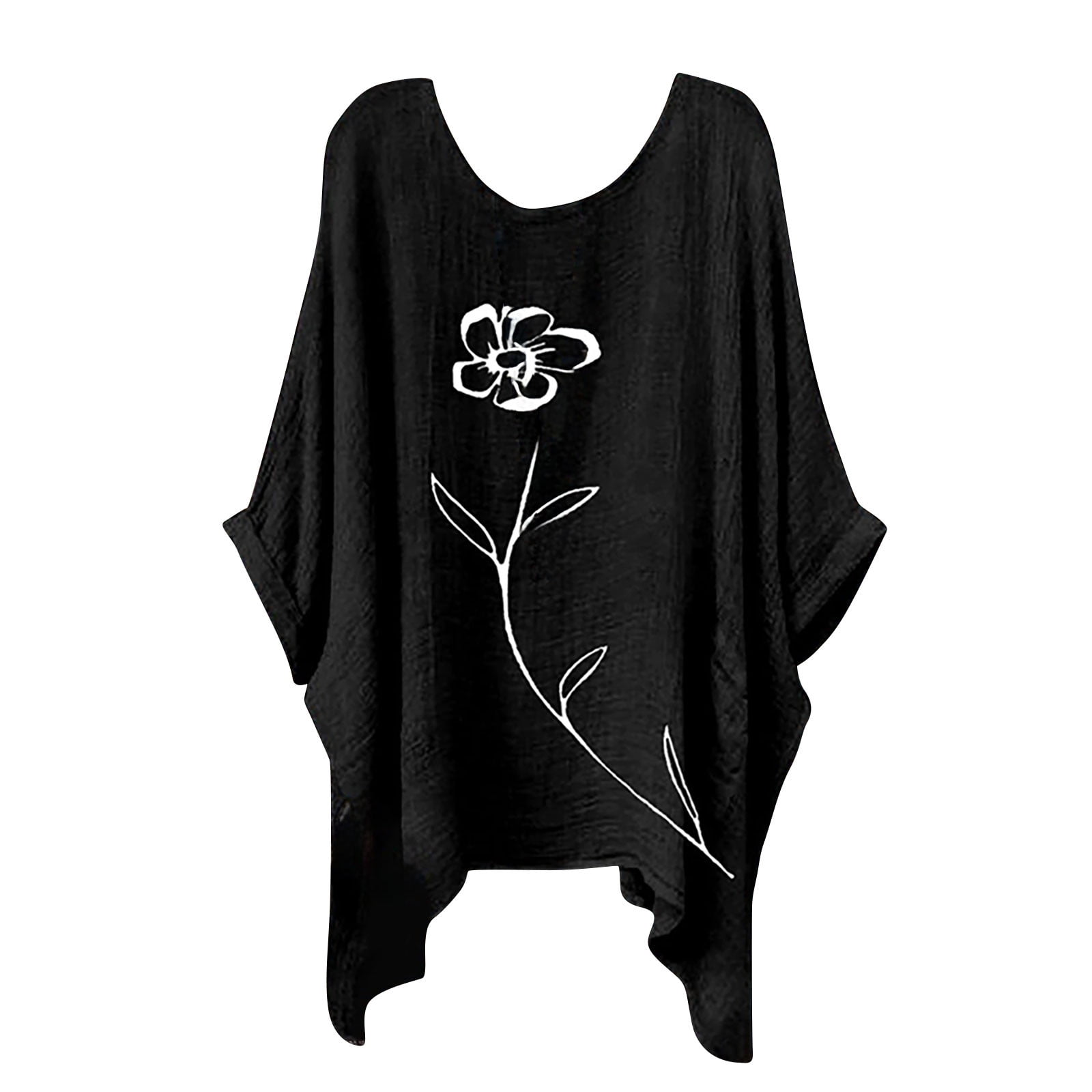 Dyegold High Low Tops For Women Short Sleeve Round Neck Marble Printed ...