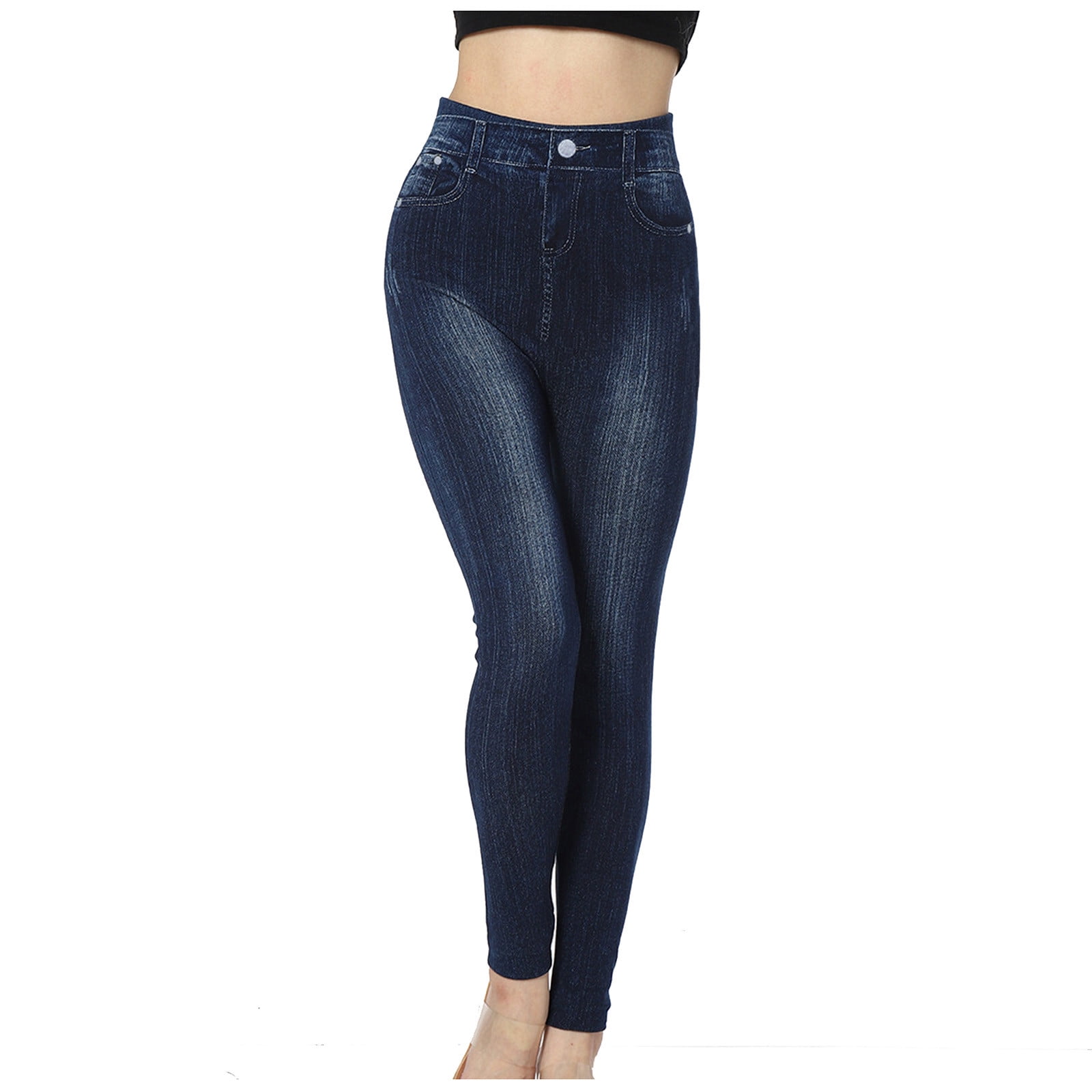 Dyegold Plus Size High Waisted Stretchy Denim Print Leggings Jeggings ...