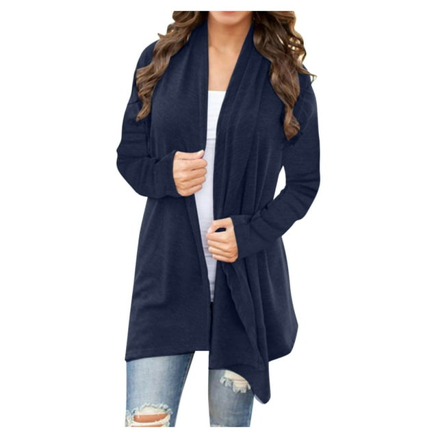 Dyegold Lightweight Cardigans For Women Plus Size Open Front Solid