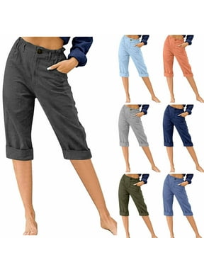 Dyegold Capris For Women Plus Size Summer Casual Wide Leg Cropped Pants ...