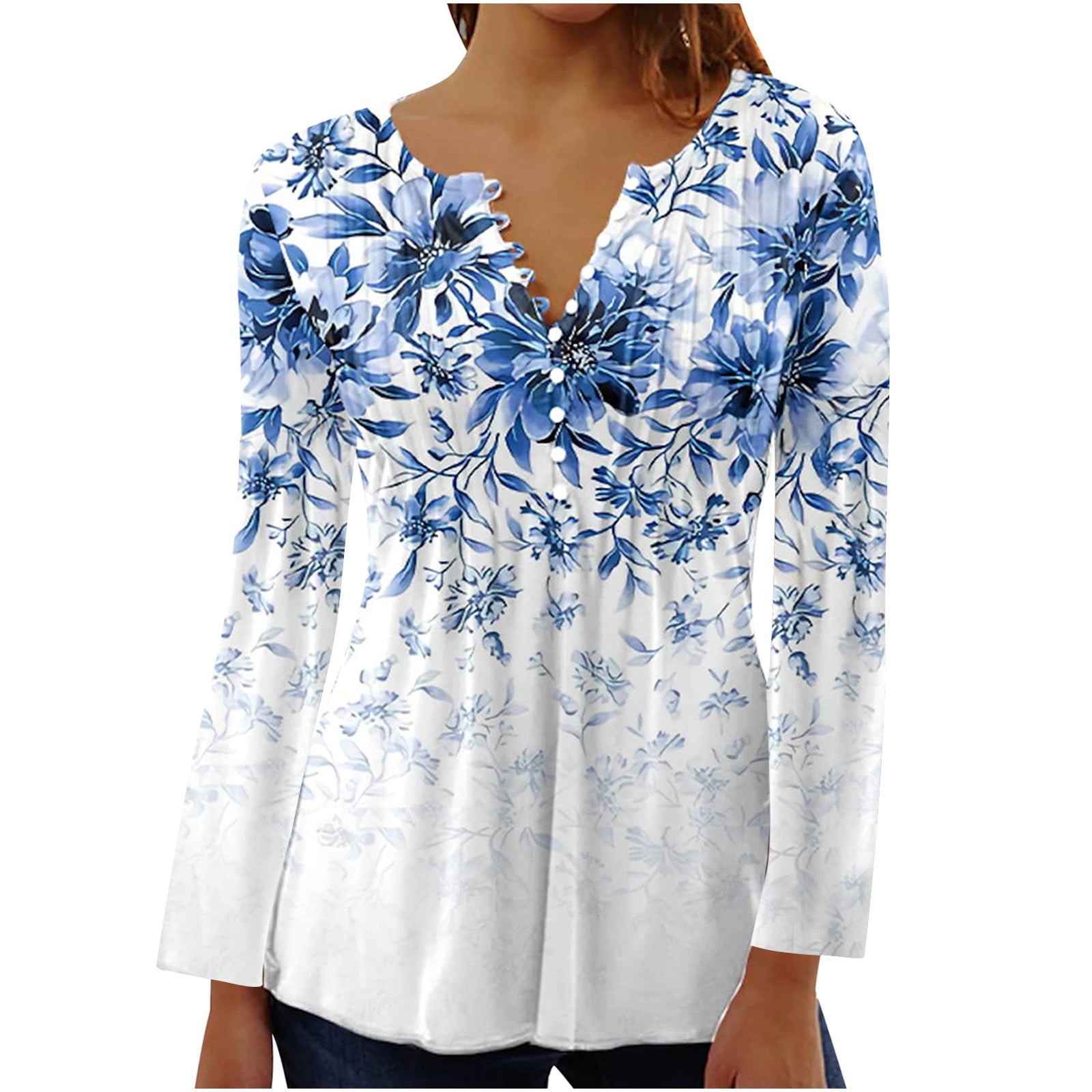 Dyegold Long Sleeve Tunic Tops For Women Fall Fashion 2023 Pleated V ...