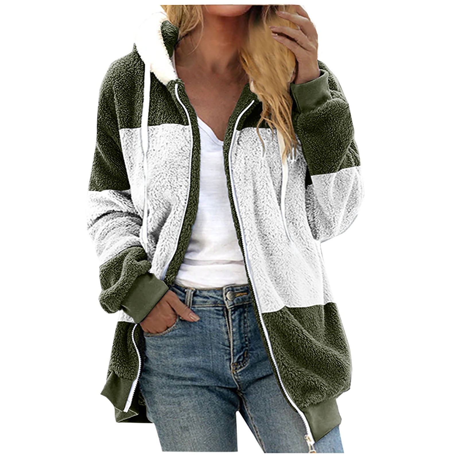 Dyegold Sherpa Cardigan Women Sale Teen Girls Oversized Hooded ...