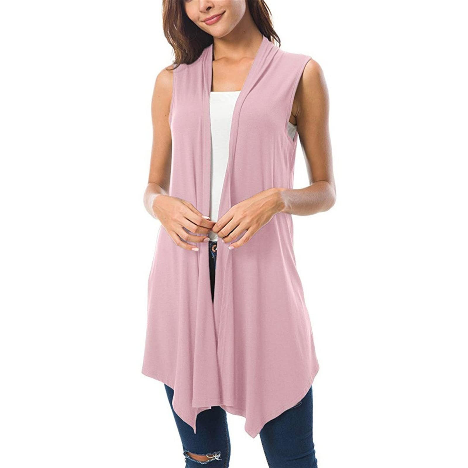 Dyegold Women's Sleeveless Cardigan Casual Long Open Front Flowy Drape ...