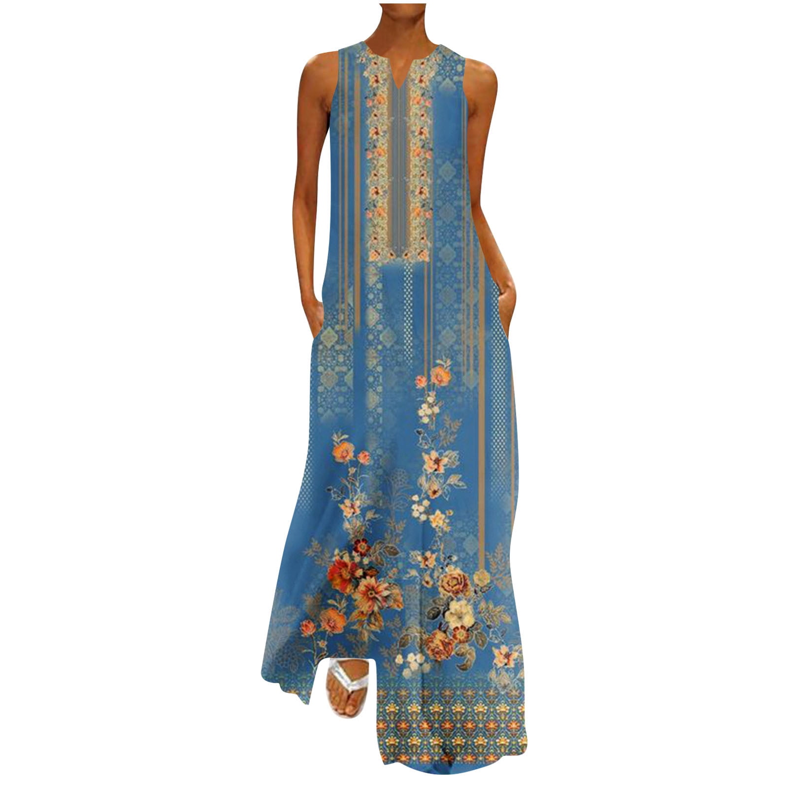 Dyegold Sundresses for Women Casual Beach - Plus Size Summer Dresses V ...