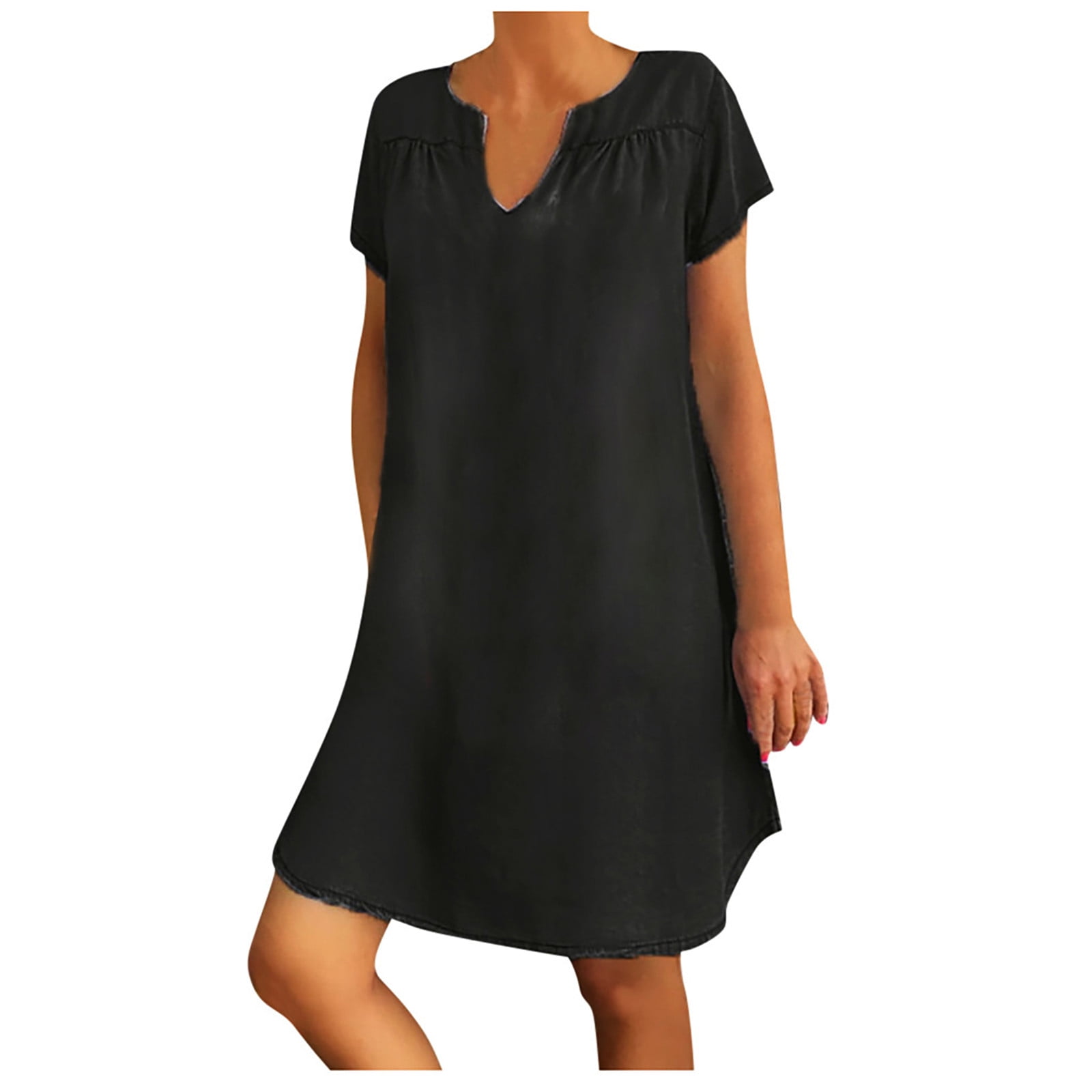 Dyegold Sundresses for Women Plus Size Summer Denim Shirt Dresses for ...