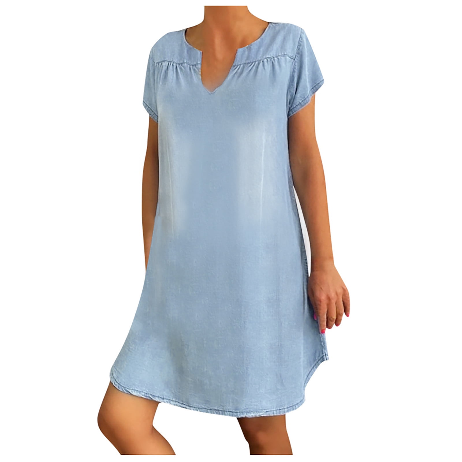 Dyegold Sundresses for Women Plus Size Summer Denim Shirt Dresses for ...