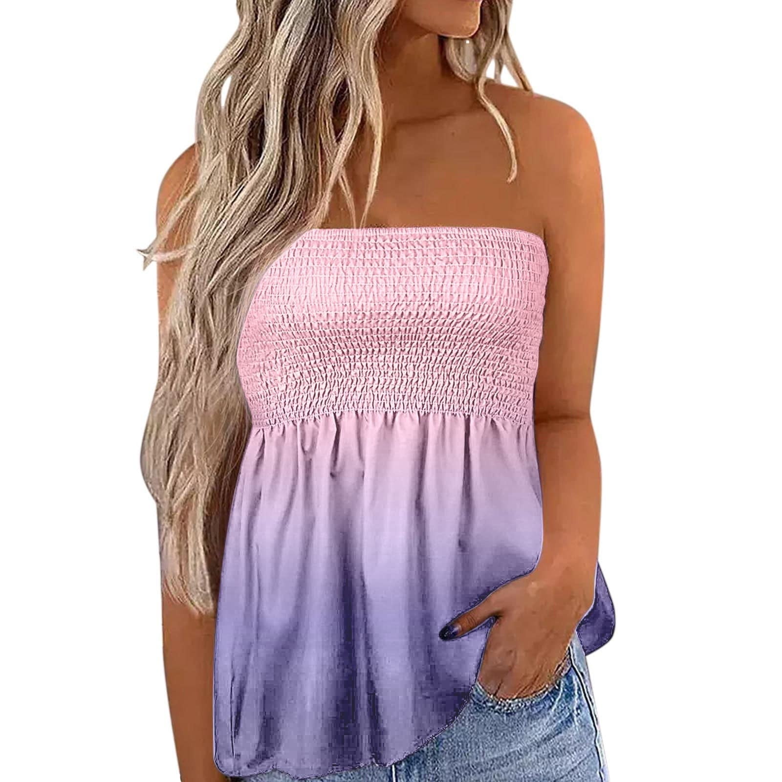 Dyegold Womens Summer Tops Trendy Off Shoulder Pleated Flowy Swing ...