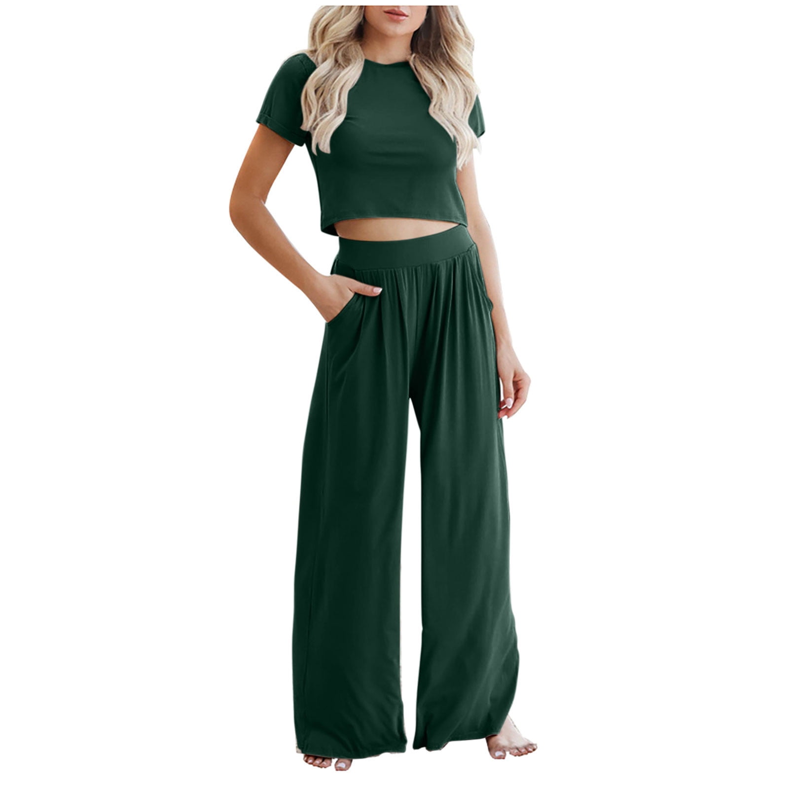 Vacation Outfits For Women Short Sleeve Bodycon Ribbed Knit Crop Top ...