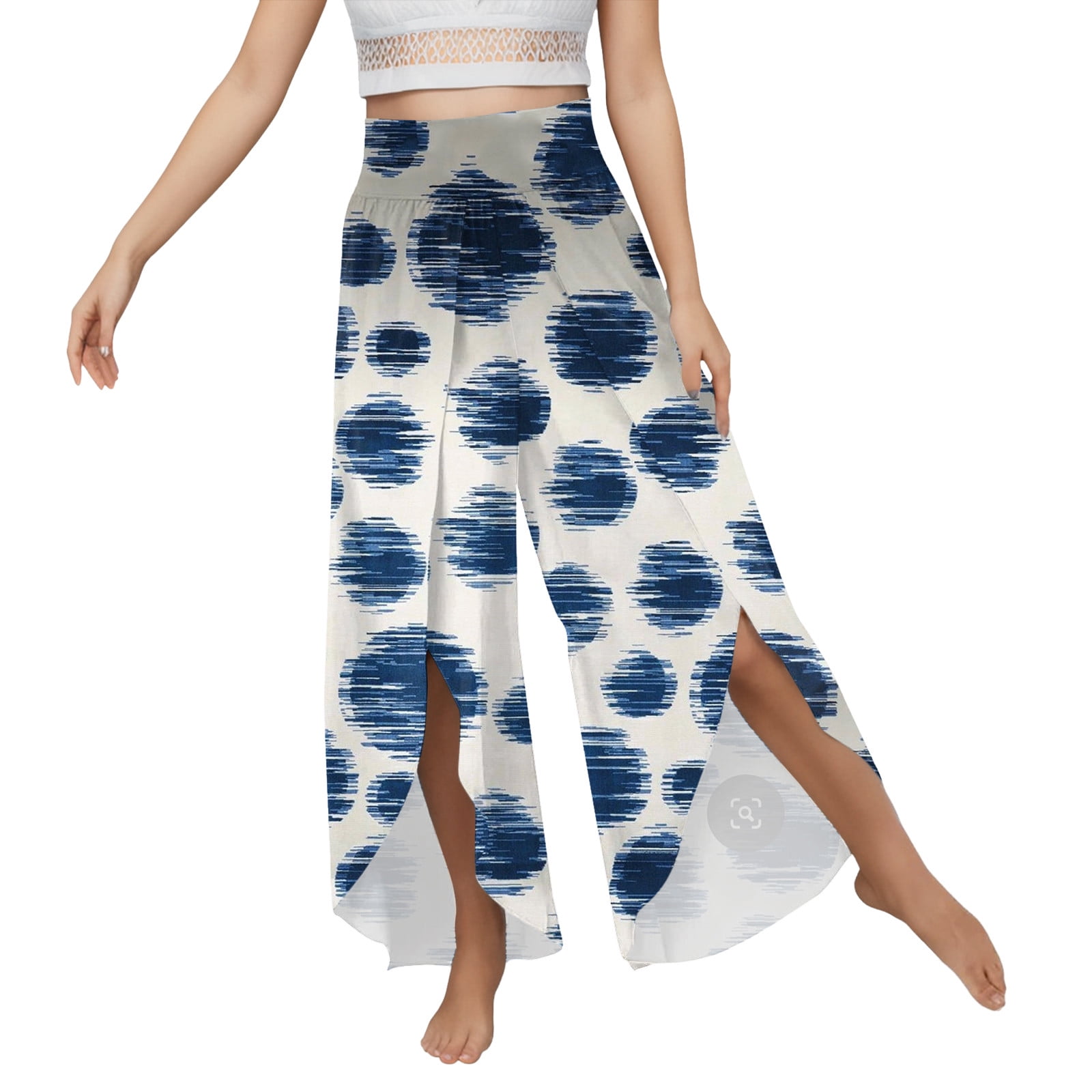 Dyegold Women Flowy Split Wide Leg Pants High Waisted Yoga Pants Baggy ...