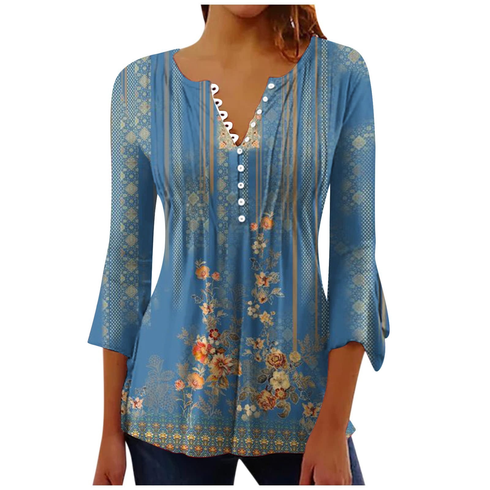 Dyegold Women's Blouse Ladies Quarter Sleeve Tops For Women Womens ...