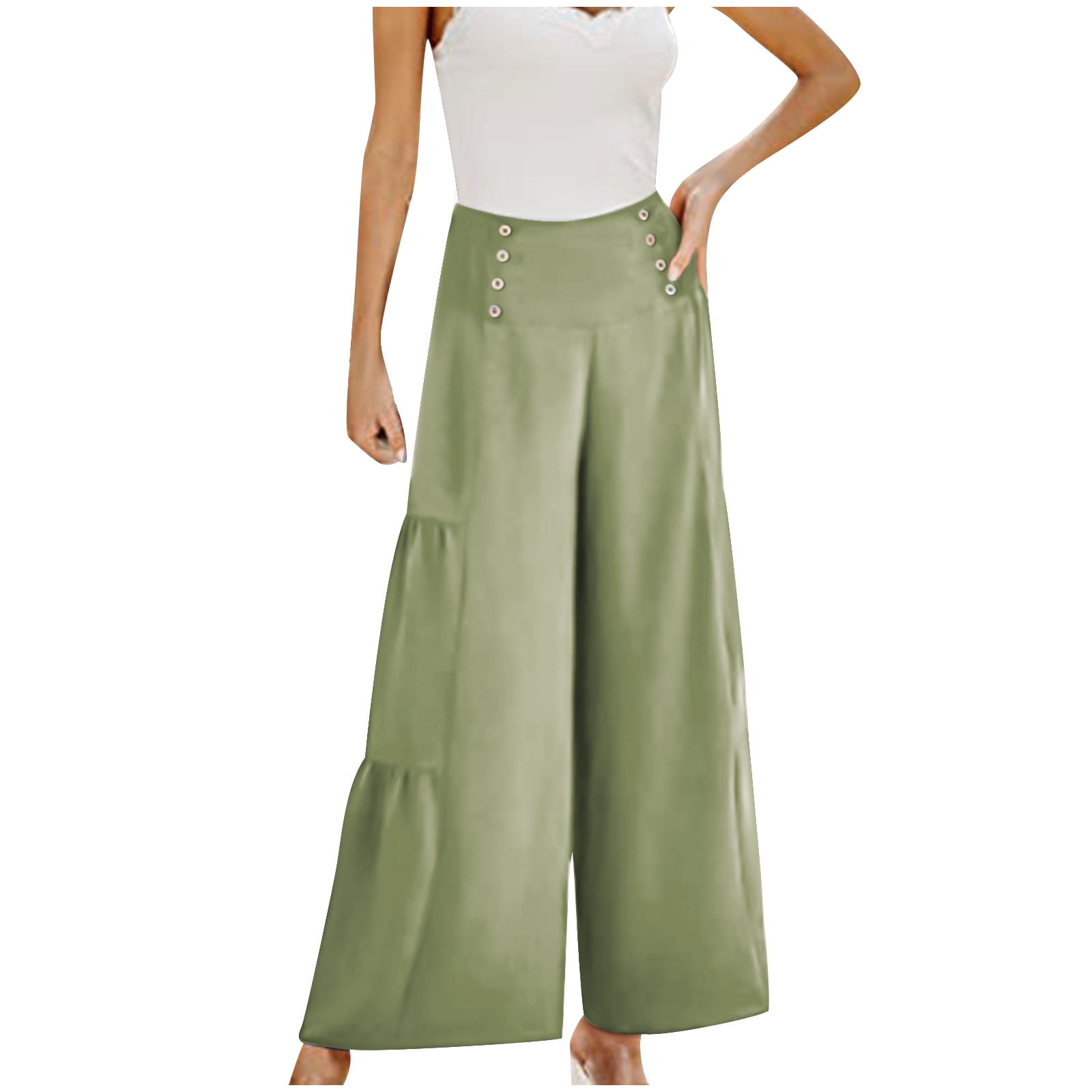 Dyegold Women's Flowy Split Wide Leg Pants High Waisted Yoga Pants ...