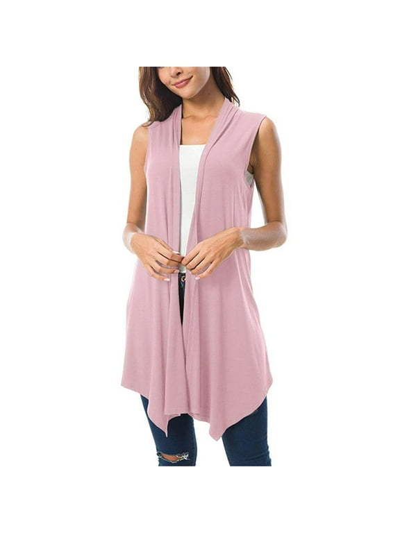 Geyoo Women's Casual Long Vest - Sleeveless, Open Front, Side Pockets ...