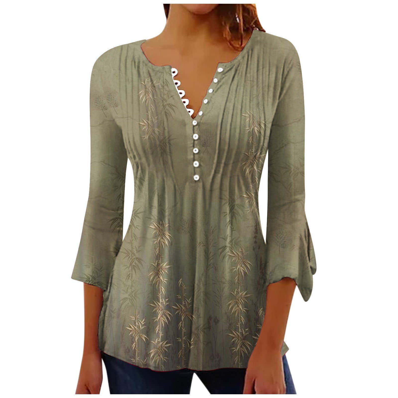 Dyegold Womens Blouses Dressy Casual Teen Girls 3/4 Sleeve Top Women's ...