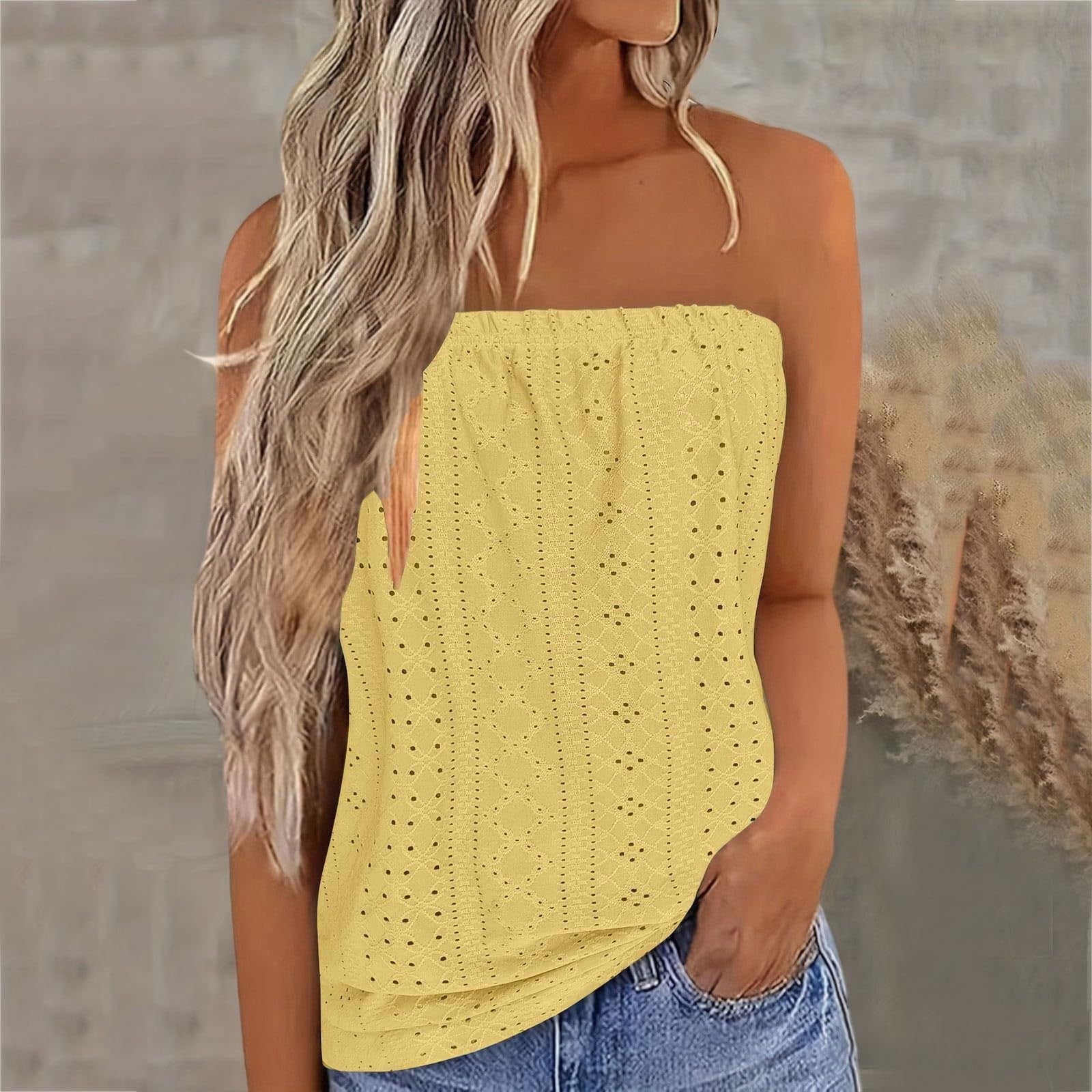 Dyegold Womens Tops Dressy Casual Summer Strapless Tube Tops for Women ...