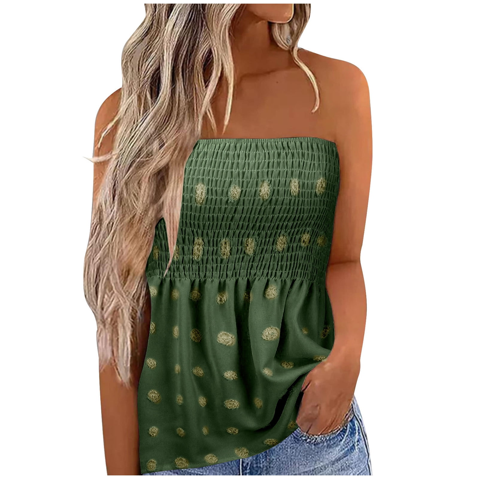 Dyegold Womens Tops Dressy Casual Summer Strapless Tube Tops for Women ...