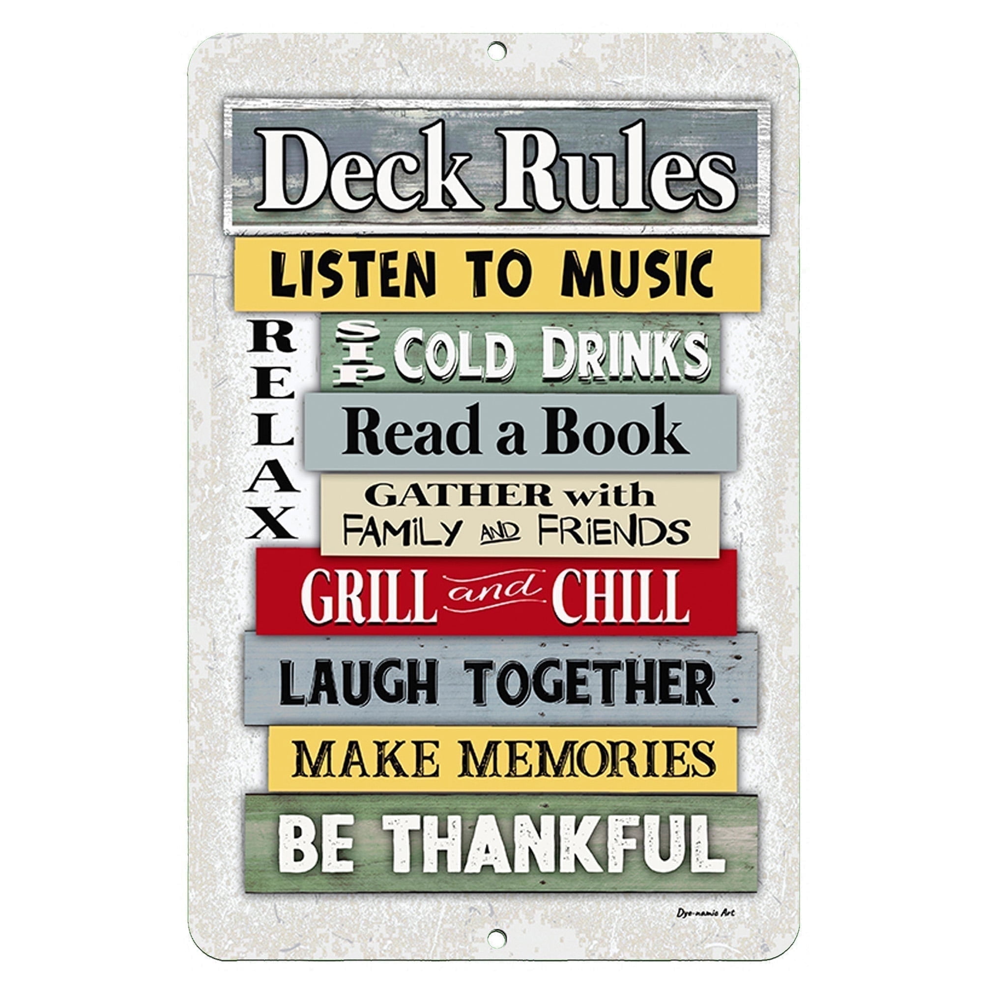 Dyenamic Art Deck Rules Metal Sign – Inspirational Patio Wall Decor ...