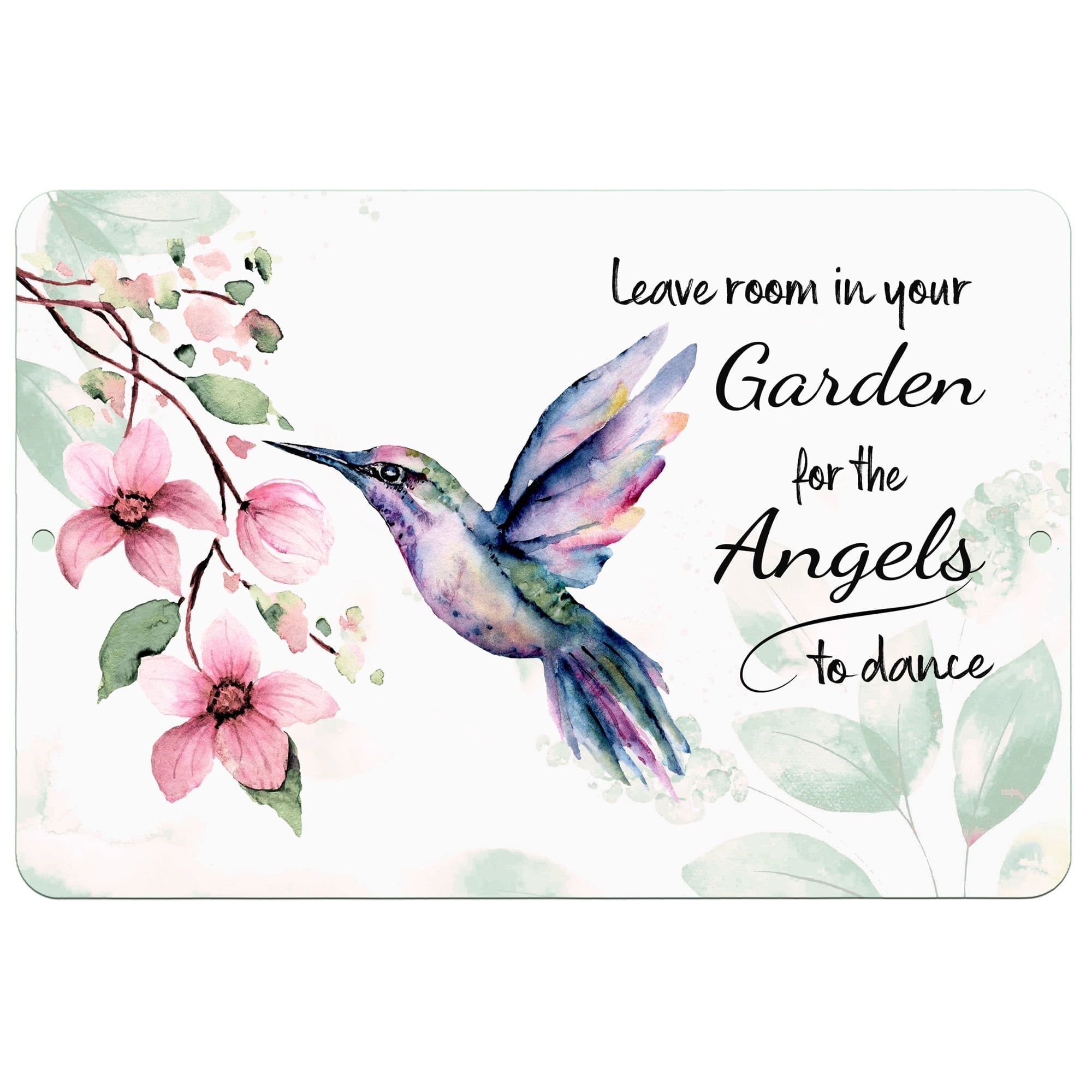 Dyenamic Art Hummingbird Angel Metal Sign – Inspirational Garden Wall ...