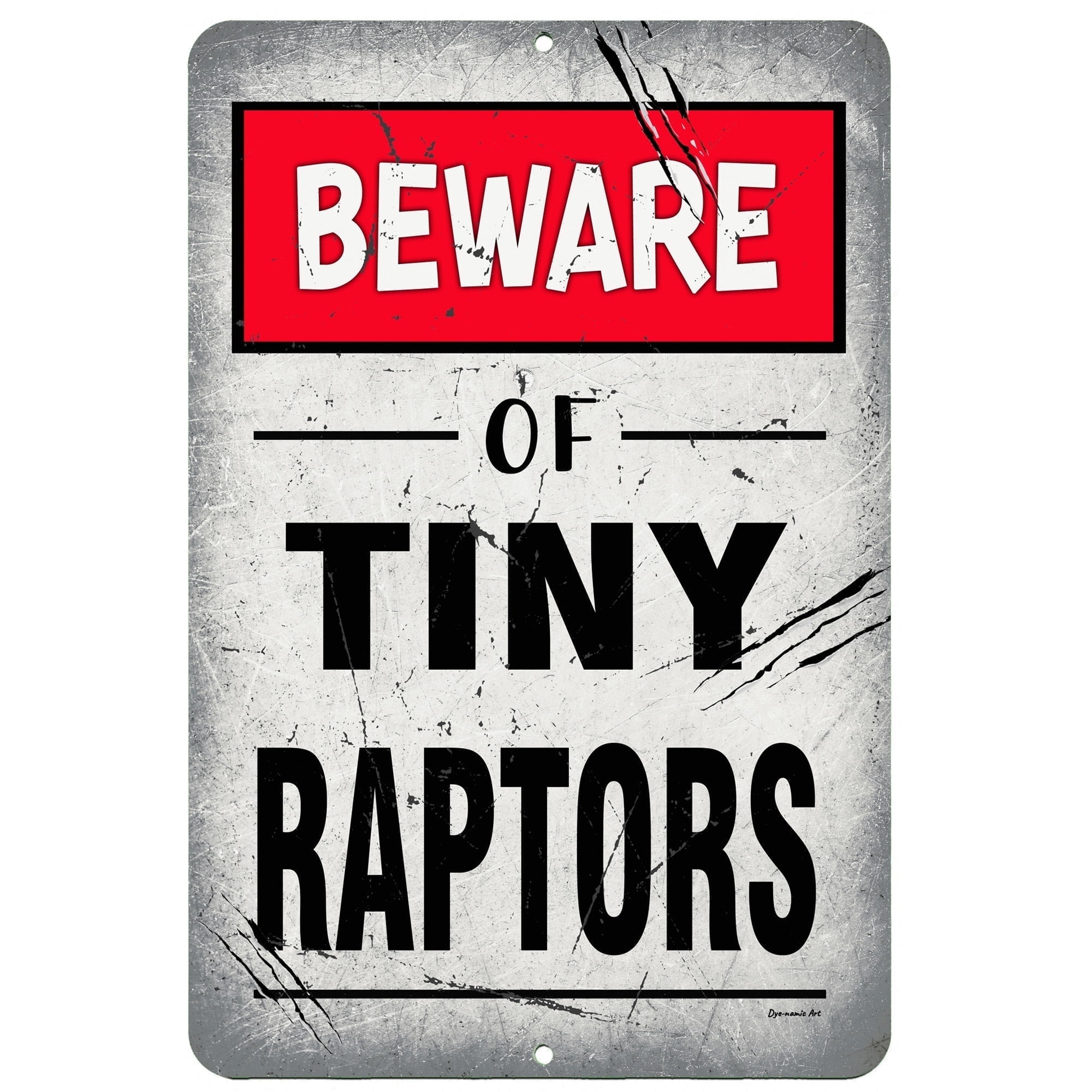 Dyenamic Art Tiny Raptors Metal Sign – Gray Funny Chicken Coop Decor ...