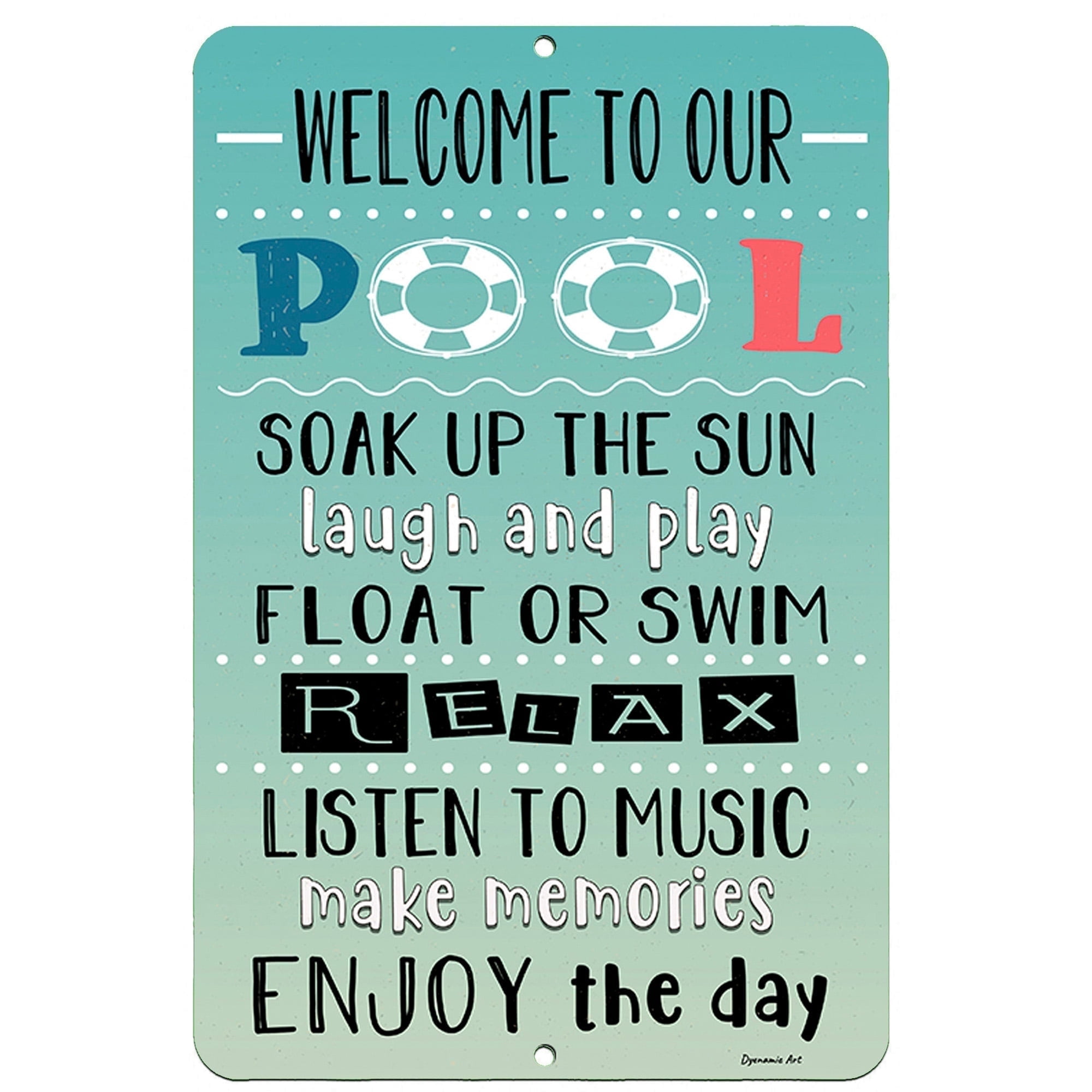 Dyenamic Art Welcome to Our Pool Metal Sign - Relax, Swim, Enjoy, Green ...