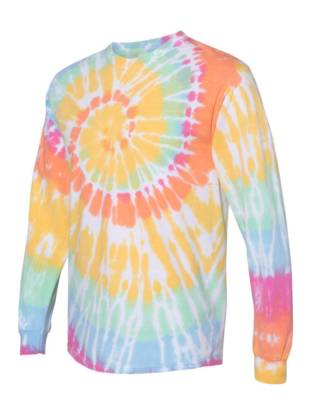 Dyenomite Multi-Color Spiral Tie-Dyed Long Sleeve T-Shirt - Walmart.com