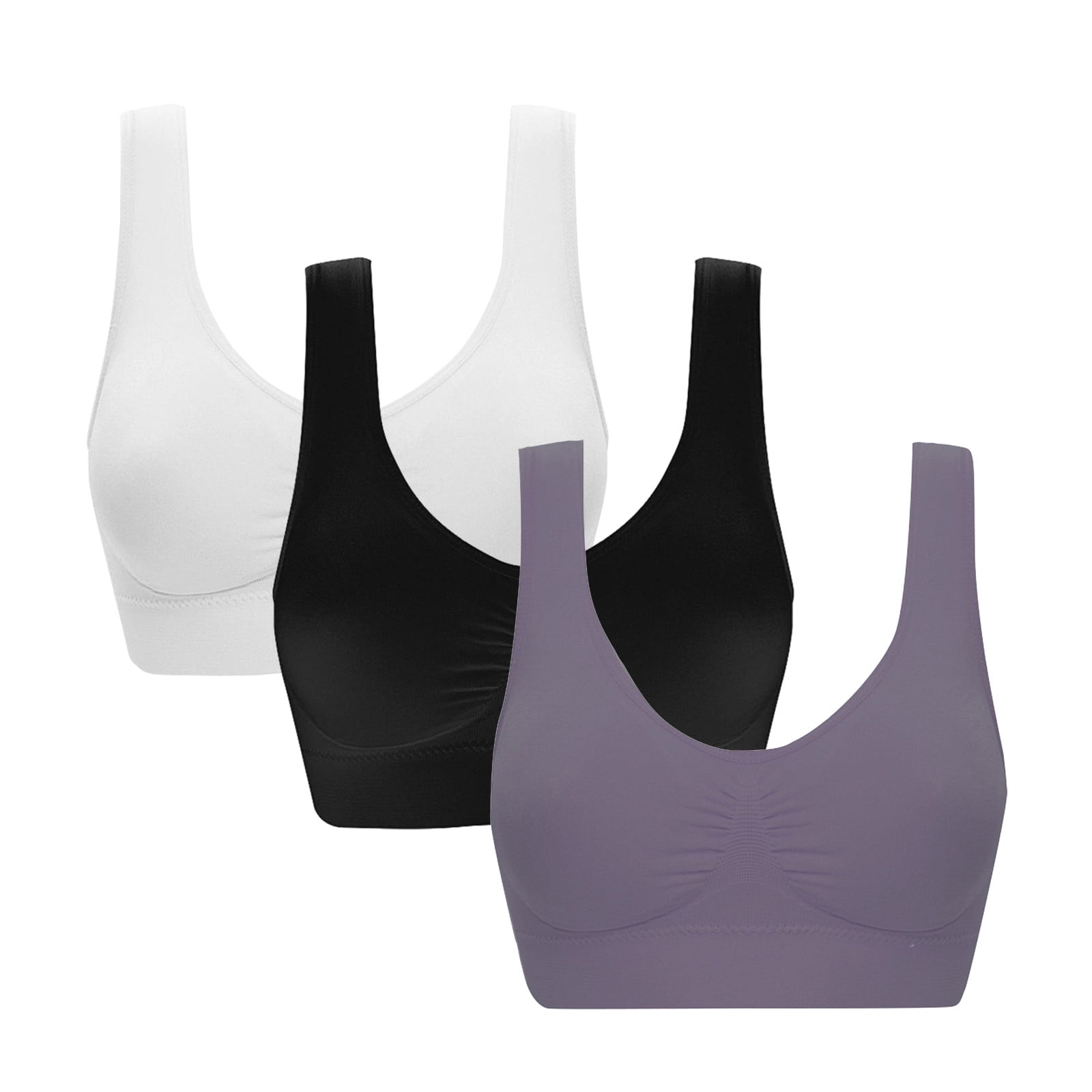 Dyfzdhu 3PC Sports Bras for Women Removable Padded Stretchy Push Up ...