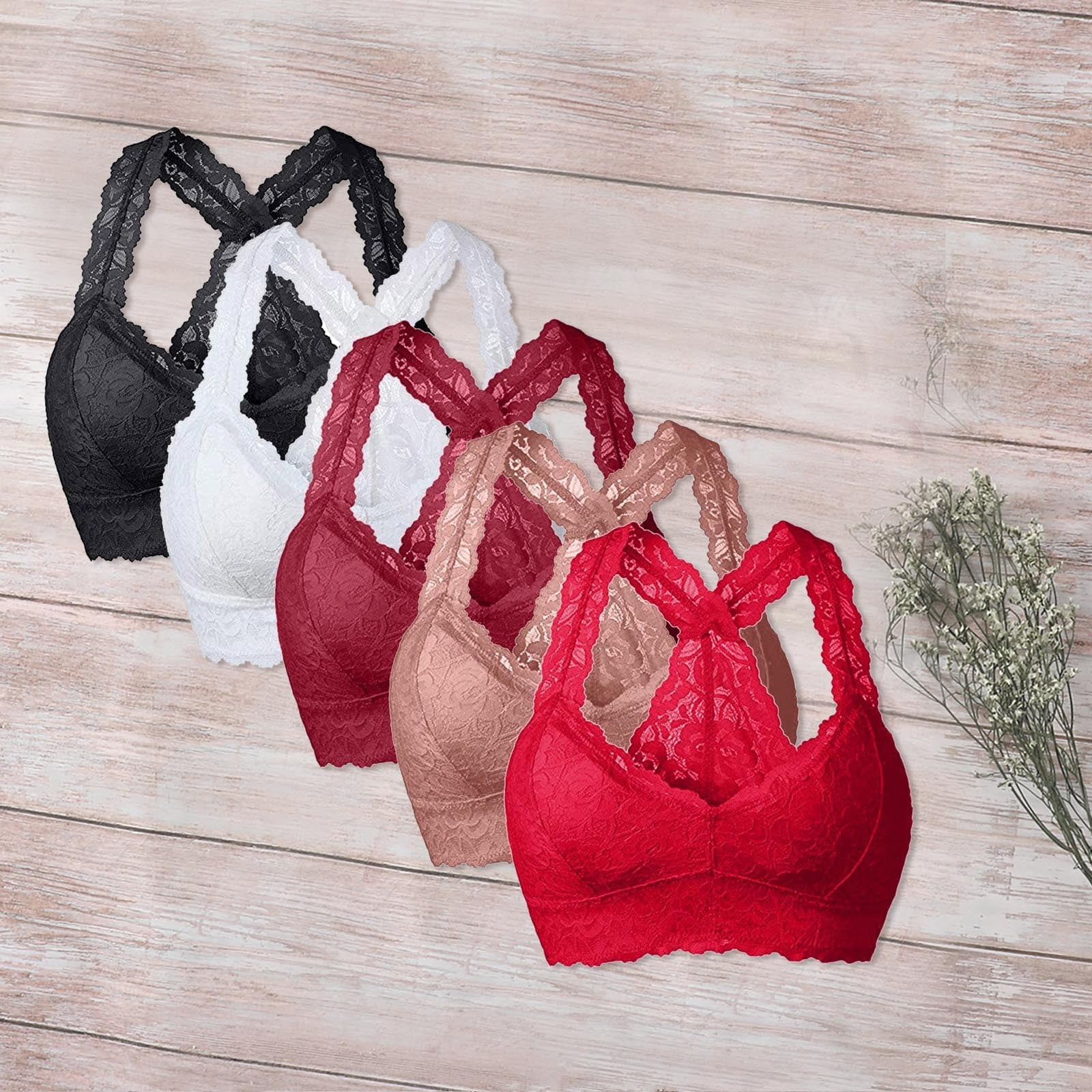 Dyfzdhu Bras for Women Underwear 5 Pack Wire Solid Multicolor - Walmart.com