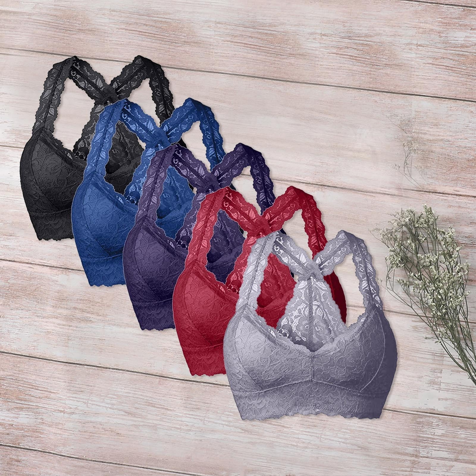Dyfzdhu Bras for Women Underwear 5 Pack Wire Solid Multicolor - Walmart.com