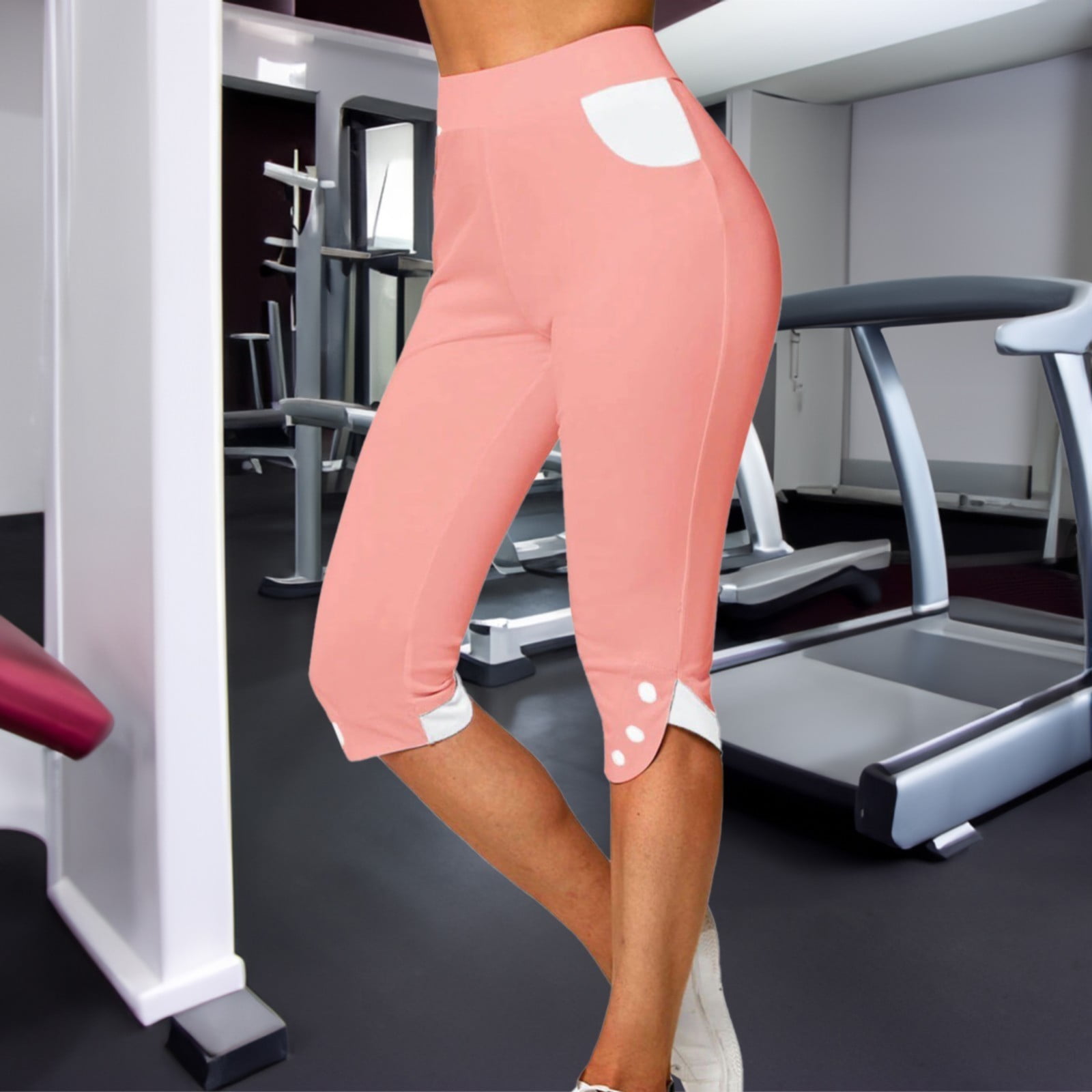 Dyfzdhu Capri Pants for Women Summer Color Block High Waisted Capri ...