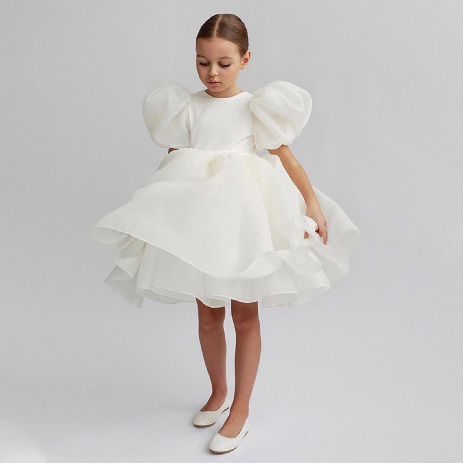 Dyfzdhu Children Girls Dresses Toddler Kids Girls Bubble Sleeve Tulle ...