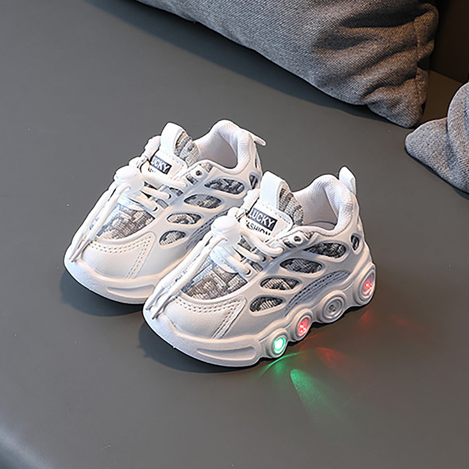 Dyfzdhu Children Led Light Strip Shoes Lace Up Canvas Shoes Kids Casual ...