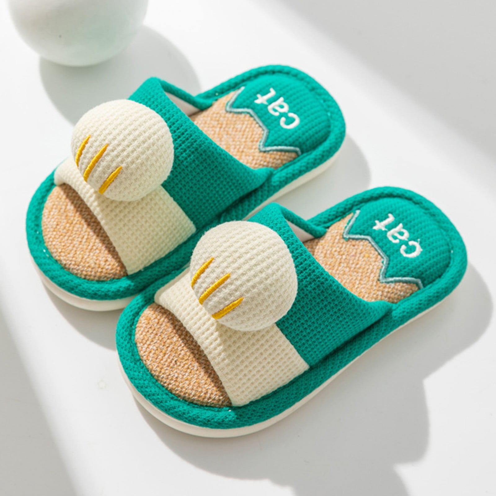 Dyfzdhu Children Shoes Fashion Linen Slippers Cute Sartoon Wood Floor ...