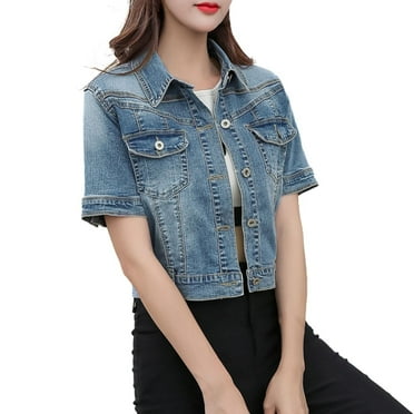 Levmjia Denim Jackets for Women Clearance Plus Size Women Denim Jacket Long Sleeve Slimming ...