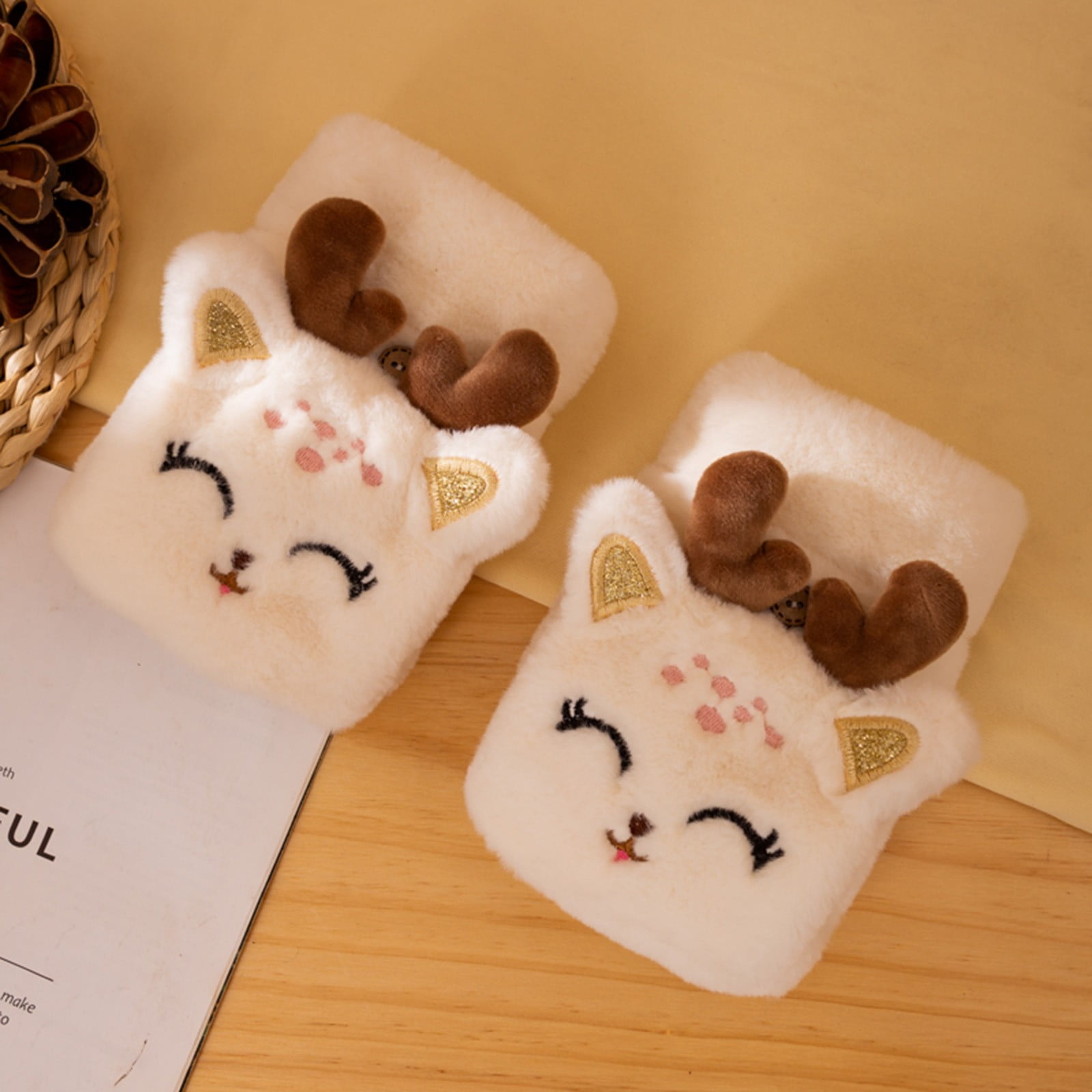Dyfzdhu Fawn Plush Half-finger Cartoon Cute Fingerless Thick Warm ...