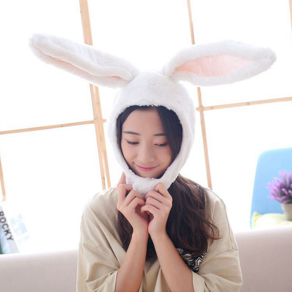 Dyfzdhu Girl Funny Animal Cute Rabbit Ear Hat Cap Head Cover Plush Gift ...