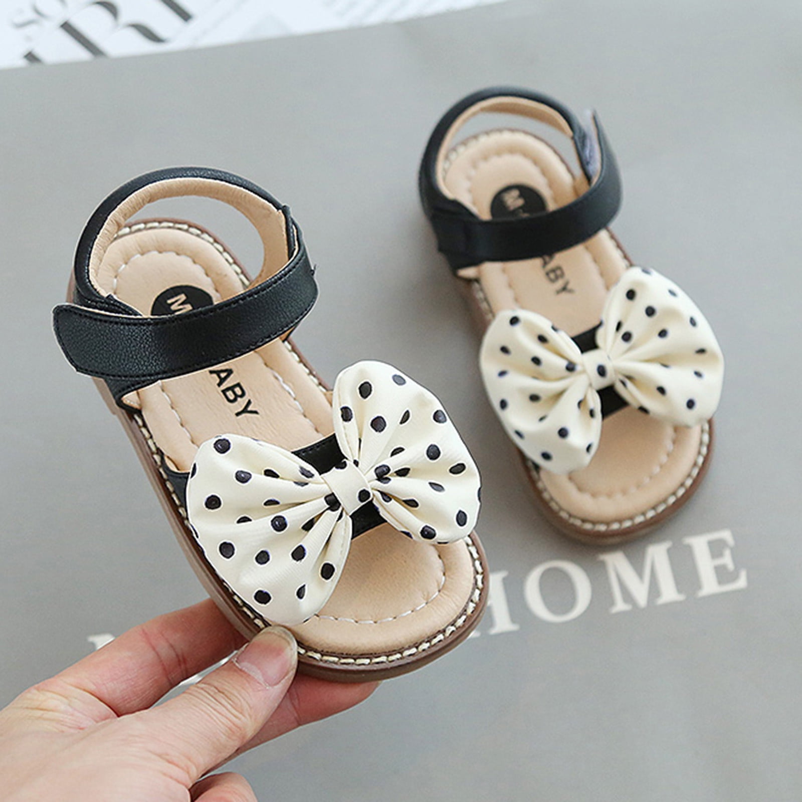 Dyfzdhu Girls Sandals Kids Cute Bowknot Princess Dress Shoes Soft-Soled Non-Slip Kids Girls ...