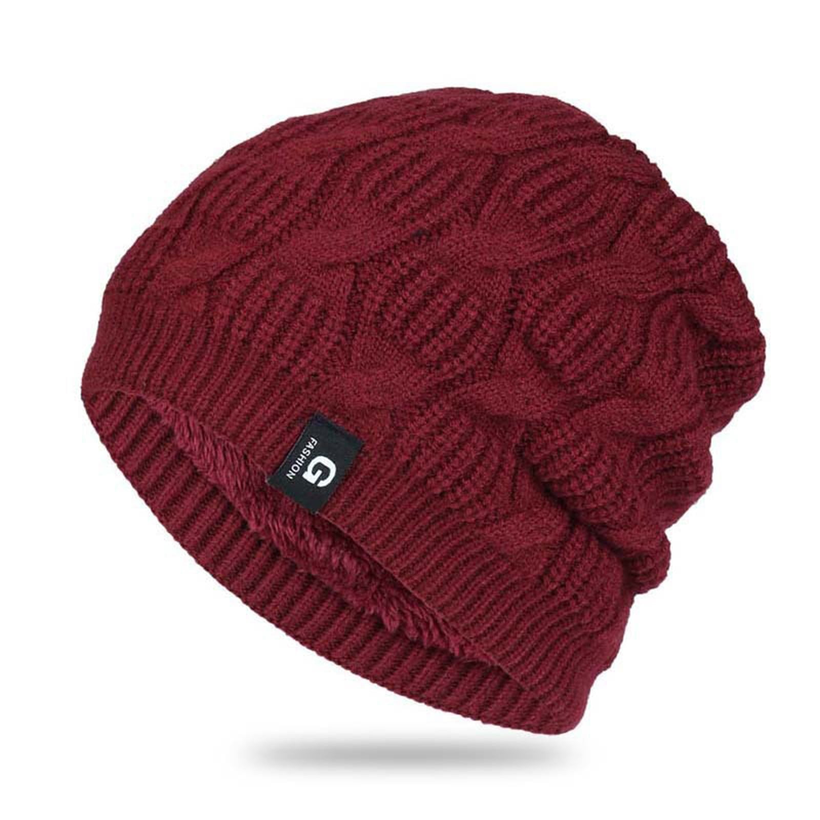 Dyfzdhu Hat Warm Chunky Cable Knit Hats Soft Stretch Thick Cute Knitted ...