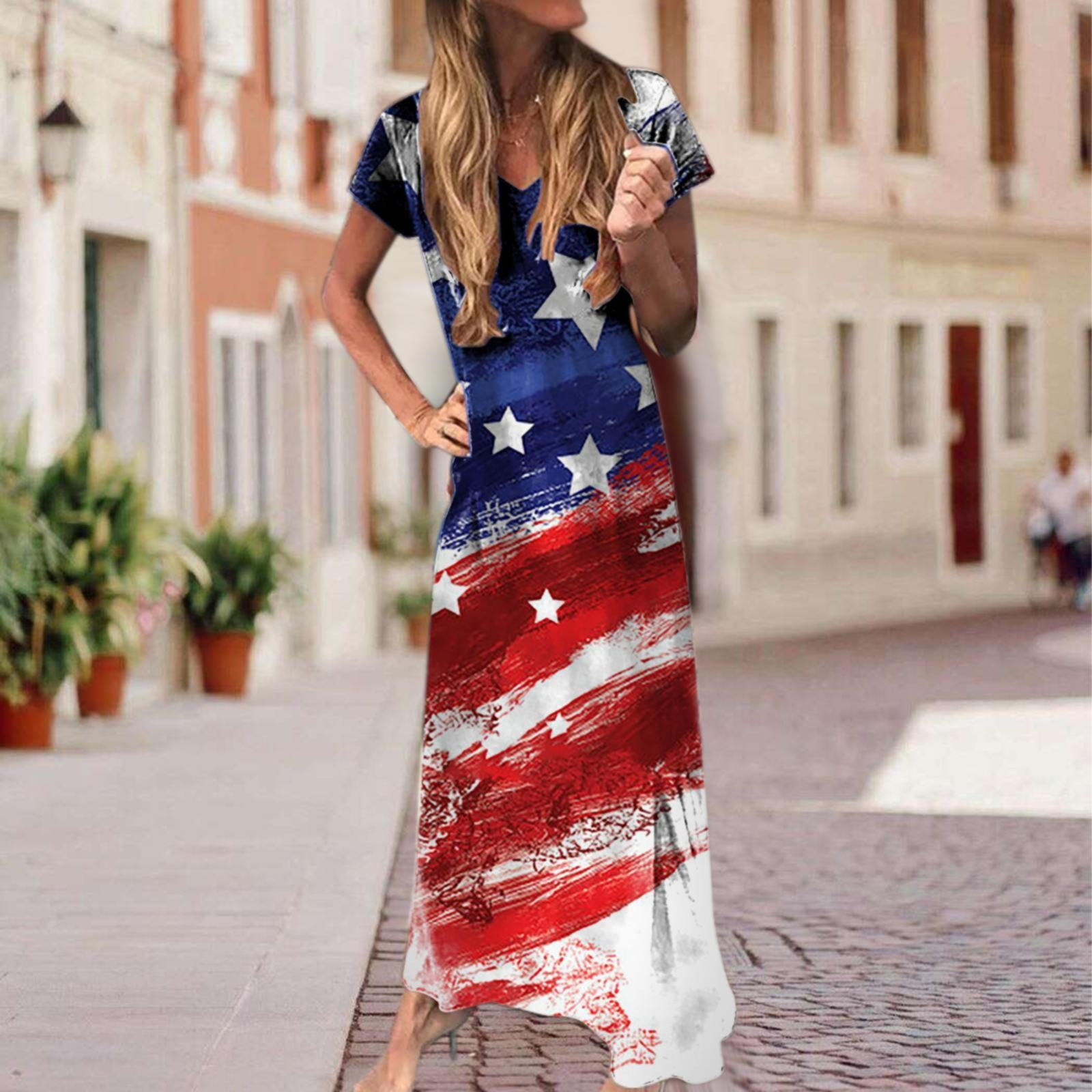 Dyfzdhu Independence Day Dresses for Women 4th Of July American Flag ...