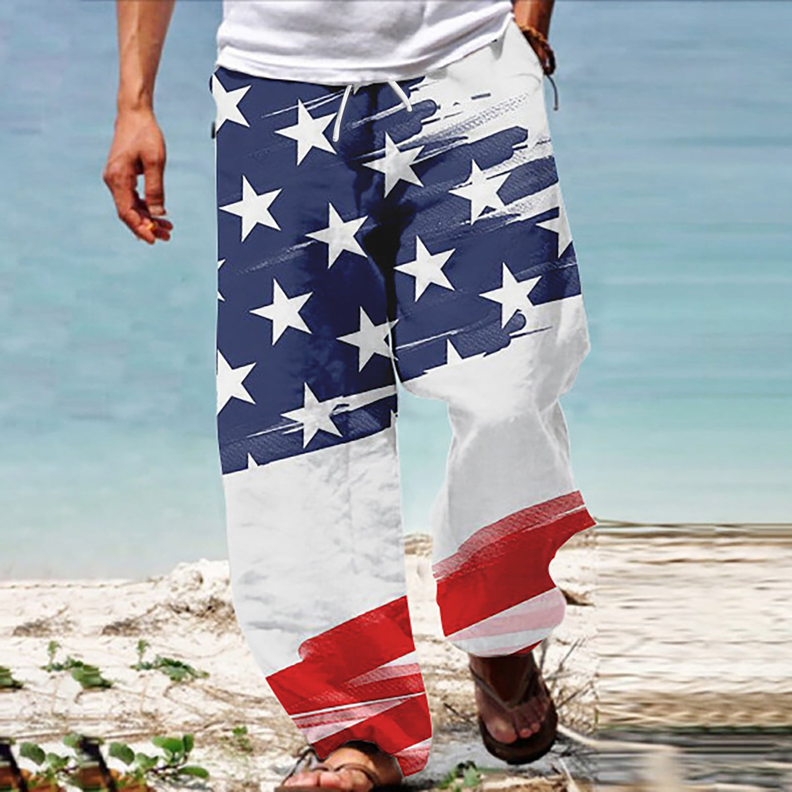 Dyfzdhu Independence Day Mens Wide Leg Pants American Flag Patriotic ...